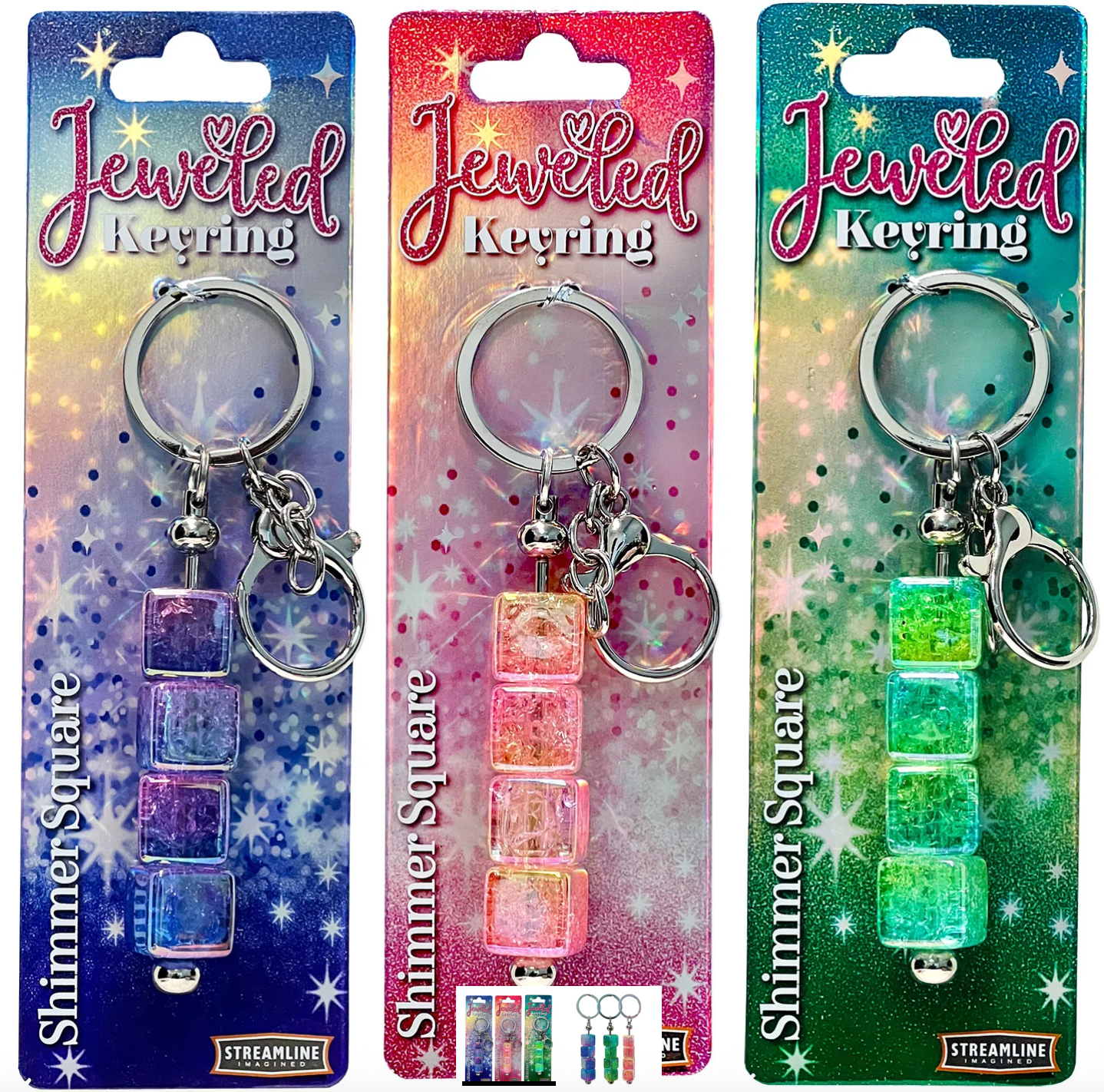 Streamline Shimmer Square Keychain Assorted – The Toy Shoppe Northport